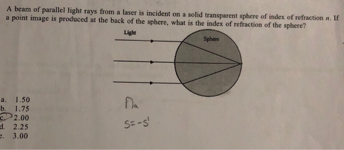 Solved A beam of parallel light rays from a laser is | Chegg.com