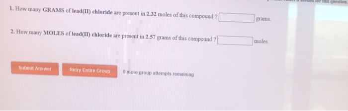 Solved 1. How many GRAMS of lead(II) chloride are present in | Chegg.com