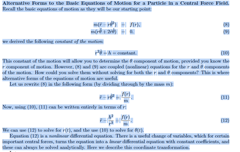 Alternative Forms to the Basic Equations of Motion | Chegg.com