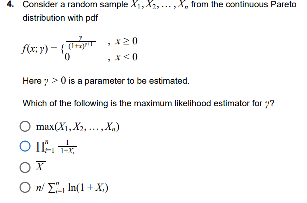 Solved Consider a random sample X1,X2,…,Xn from the | Chegg.com