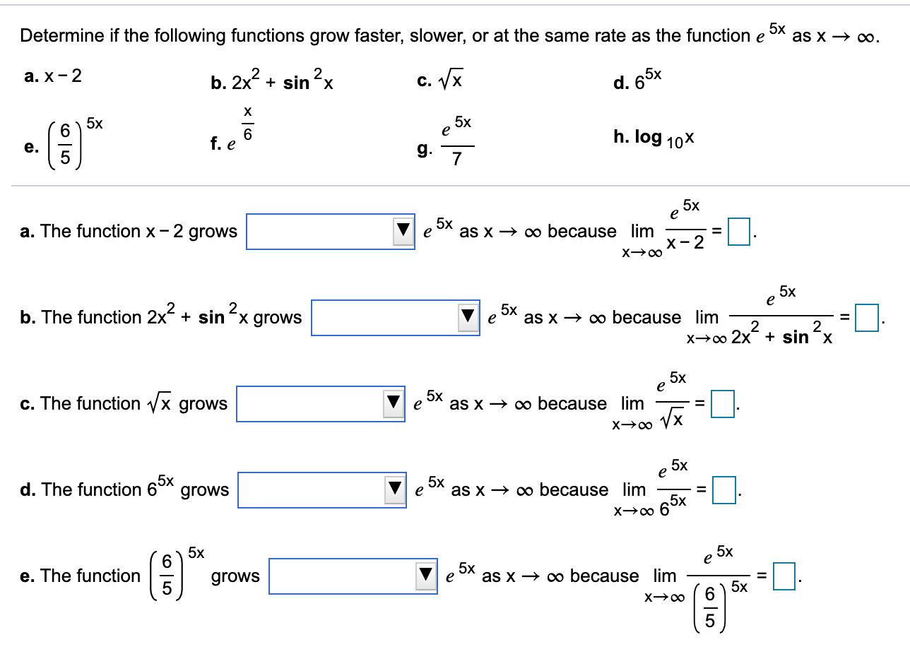Solved Determine if the following functions grow faster, | Chegg.com