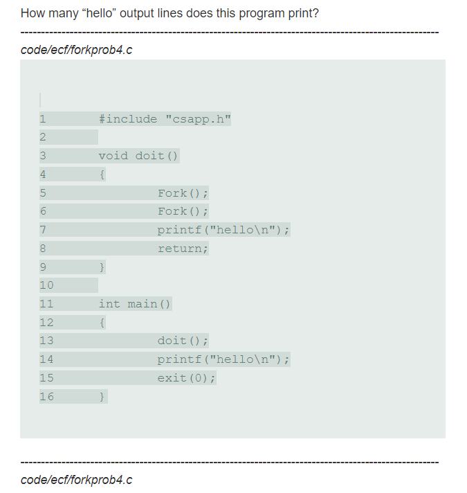 Solved How Many Hello Output Lines Does This Program 