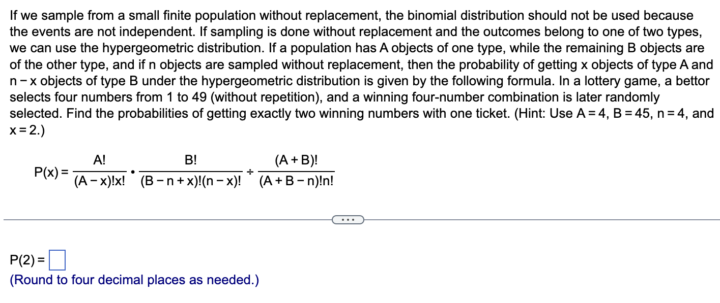 Solved If we sample from a small finite population without | Chegg.com