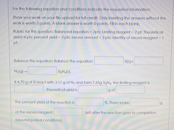Solved For the following equation and conditions indicate | Chegg.com