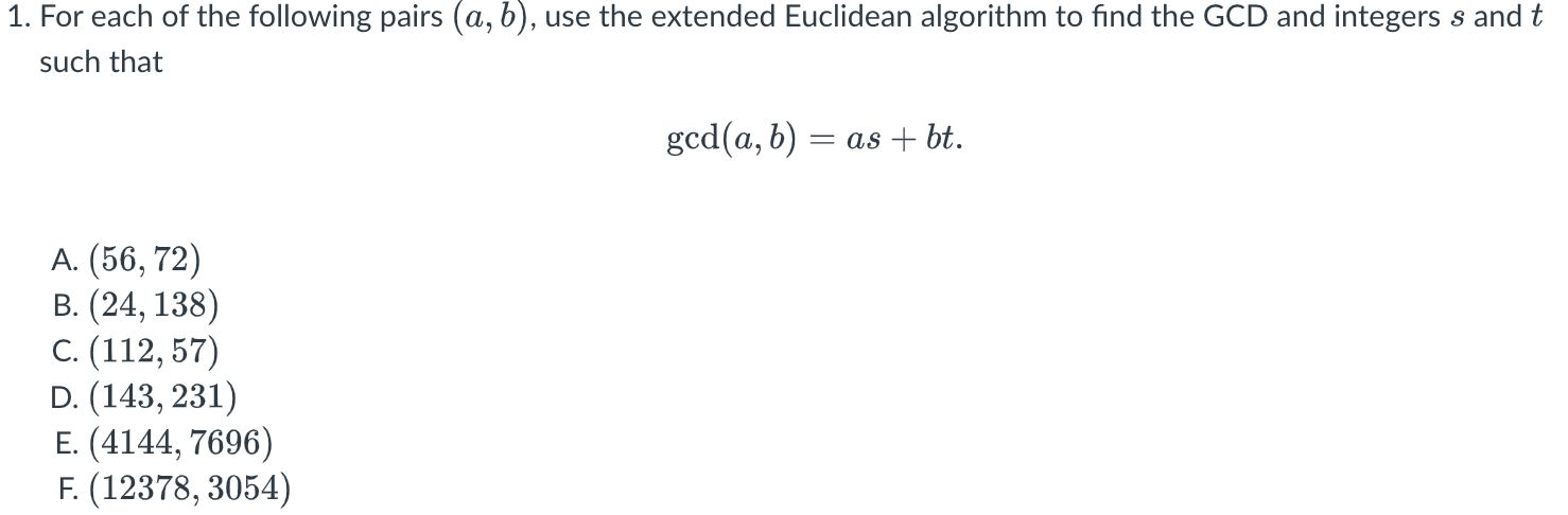 Solved 1 For Each Of The Following Pairs A B Use The Chegg