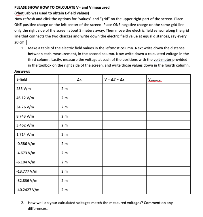 Solved PLEASE SHOW HOW TO CALCULATE V= and V measured (Phet | Chegg.com
