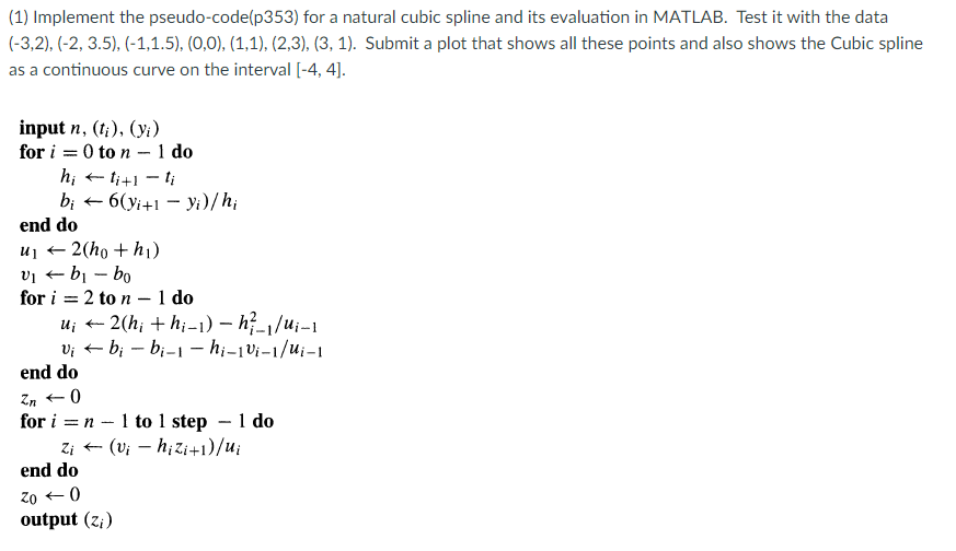 (1) Implement the pseudo-code(p353) for a natural | Chegg.com