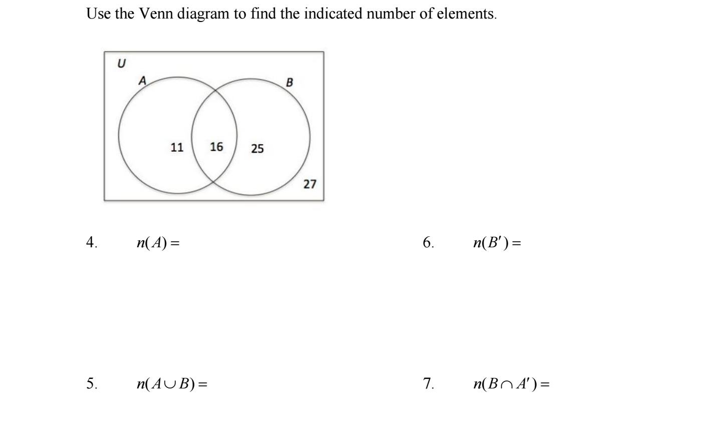 Solved Use the Venn diagram to find the indicated number of | Chegg.com