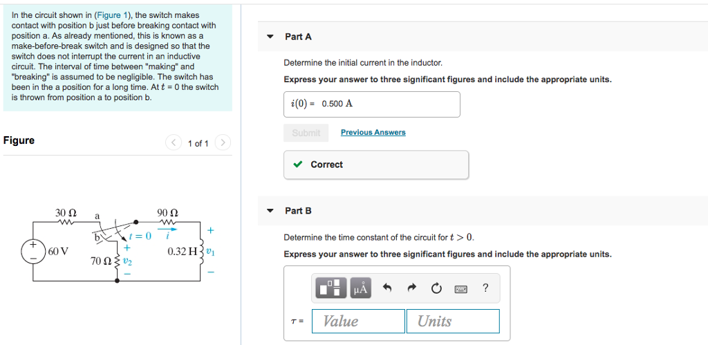 Solved In the circuit shown in (Figure 1), the switch makes | Chegg.com