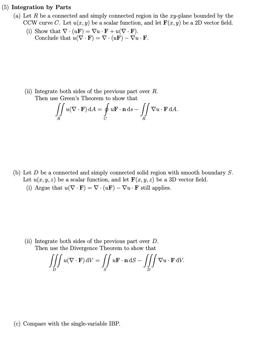 5) Integration by Parts (a) Let R be a connected and | Chegg.com