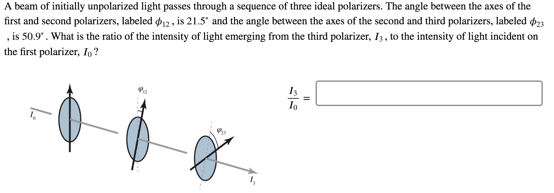 Solved A beam of initially unpolarized light passes through | Chegg.com