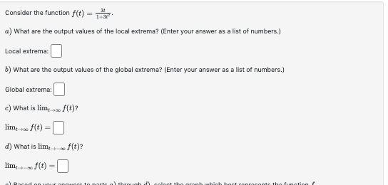 Solved Consider the function f(t)=1+3t23t. a) What are the | Chegg.com
