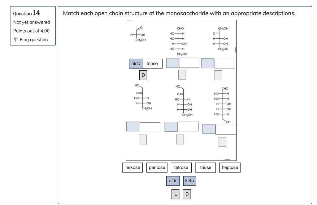 Solved Match each open chain structure of the monosaccharide | Chegg.com