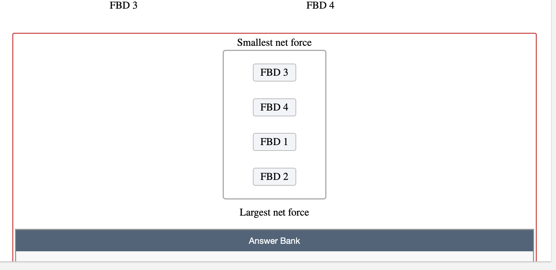 Solved Analyze the free-body diagrams (FBDs) and place them | Chegg.com