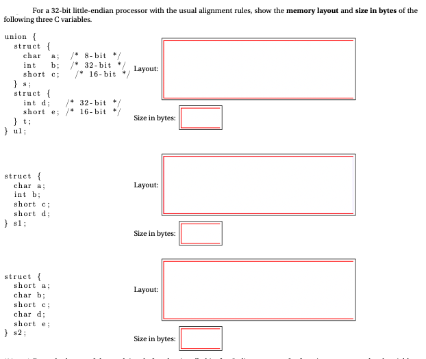 Solved For a 32-bit little-endian processor with the usual | Chegg.com