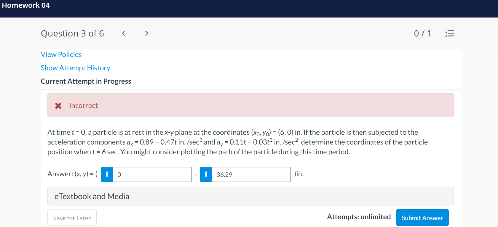 Solved Homework 04 Question 3 of 6 071 View Policies | Chegg.com