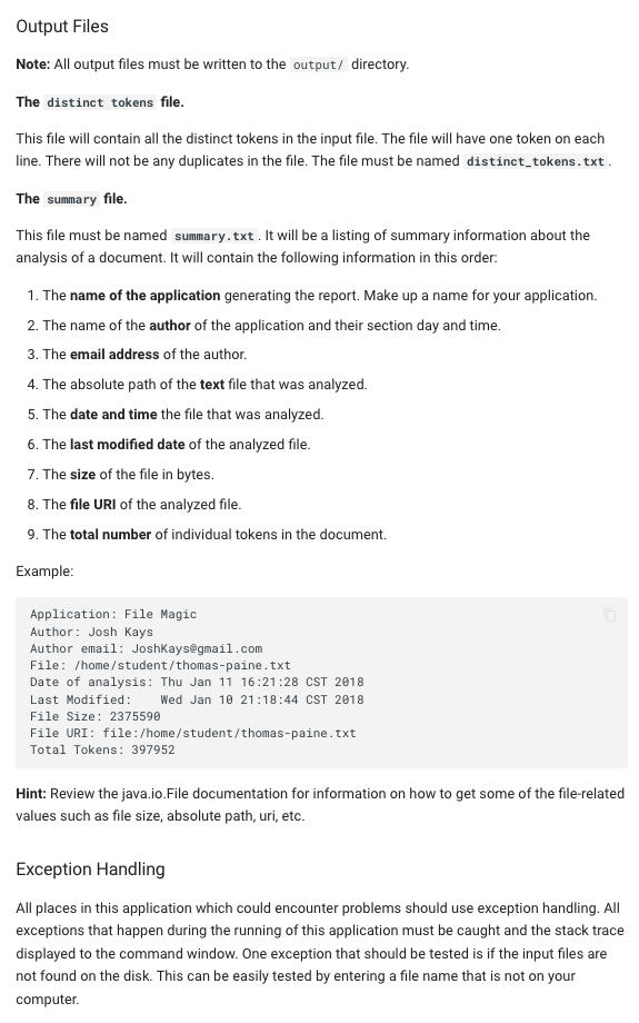 Solved Input File The input file can be any ASCII file that | Chegg.com