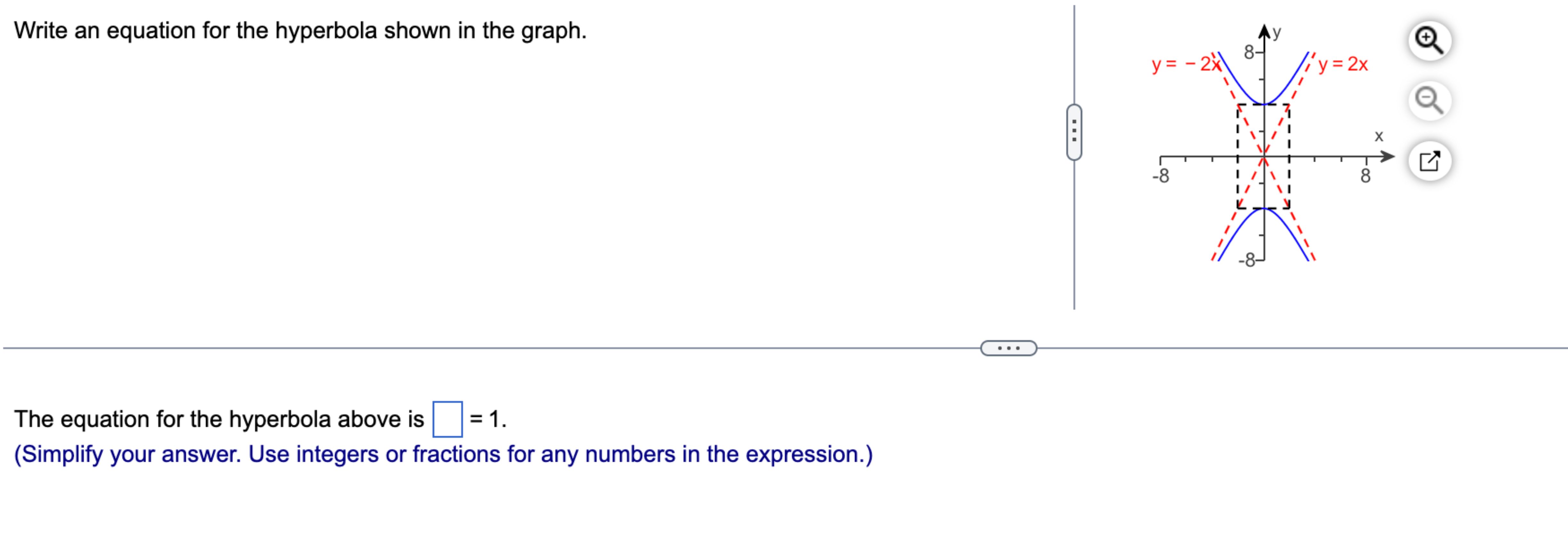 Solved Write an equation for the hyperbola shown in the | Chegg.com