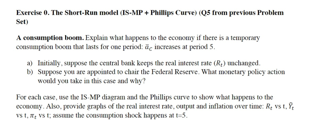 Solved Exercise 0. The Short-Run model (IS-MP + Phillips | Chegg.com