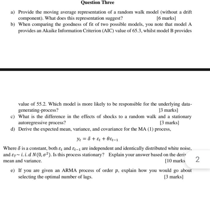 Solved Question Three a) Provide the moving average | Chegg.com
