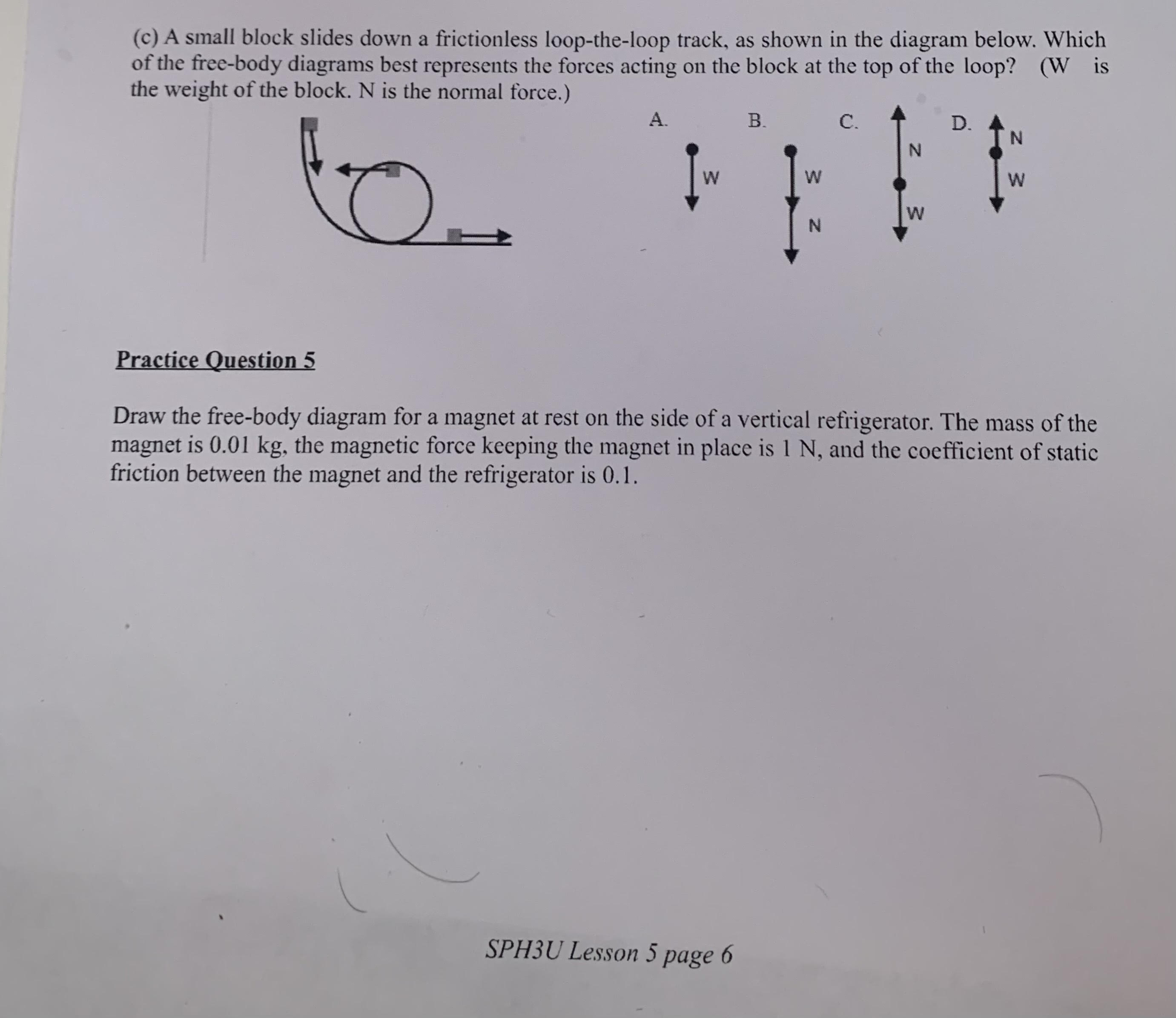 Solved (c) A small block slides down a frictionless | Chegg.com
