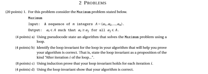 Solved 2 PROBLEMS (20 points) 1. For this problem consider | Chegg.com