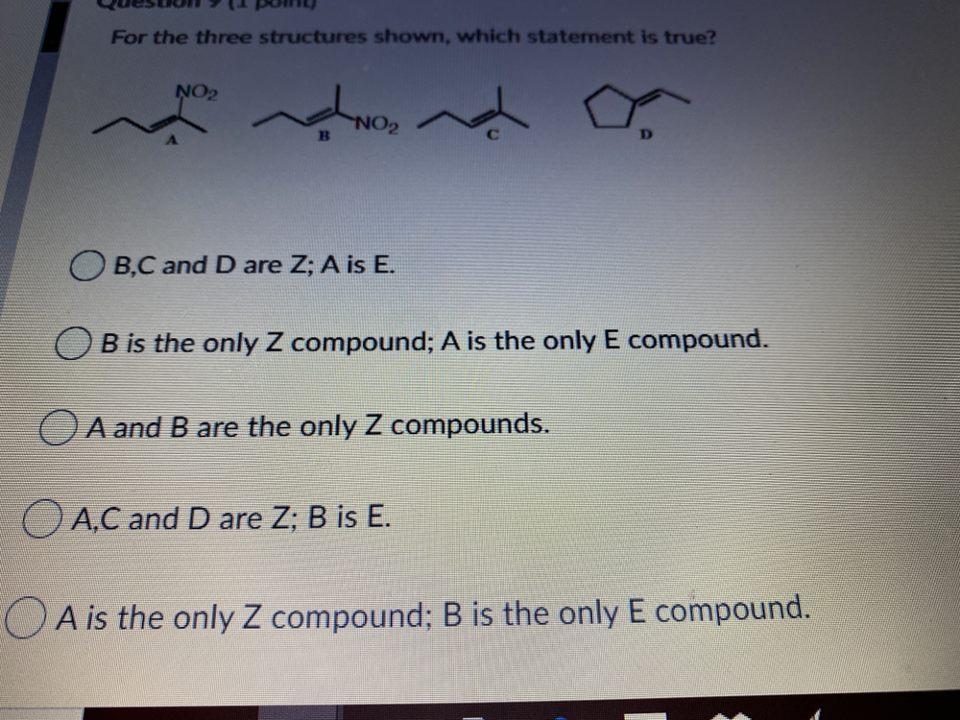 Solved For the three structures shown, which statement is | Chegg.com