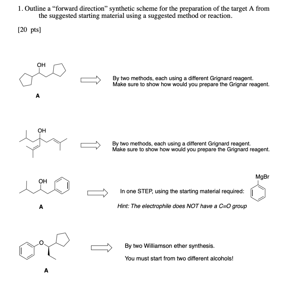 Solved 1. Outline a “forward direction” synthetic scheme for | Chegg.com