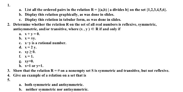 Solved a. List all the ordered pairs in the relation R = | Chegg.com