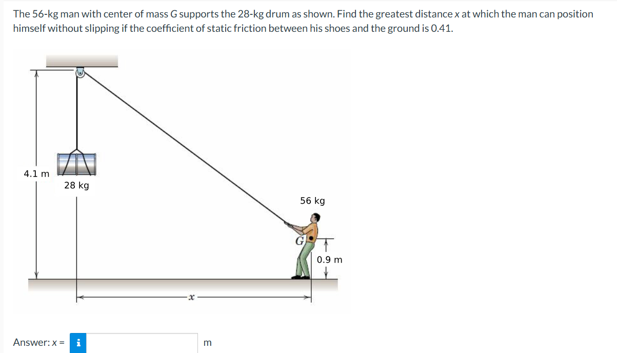 Solved The \( 56-\mathrm{kg} \) ﻿man with center of mass \( | Chegg.com