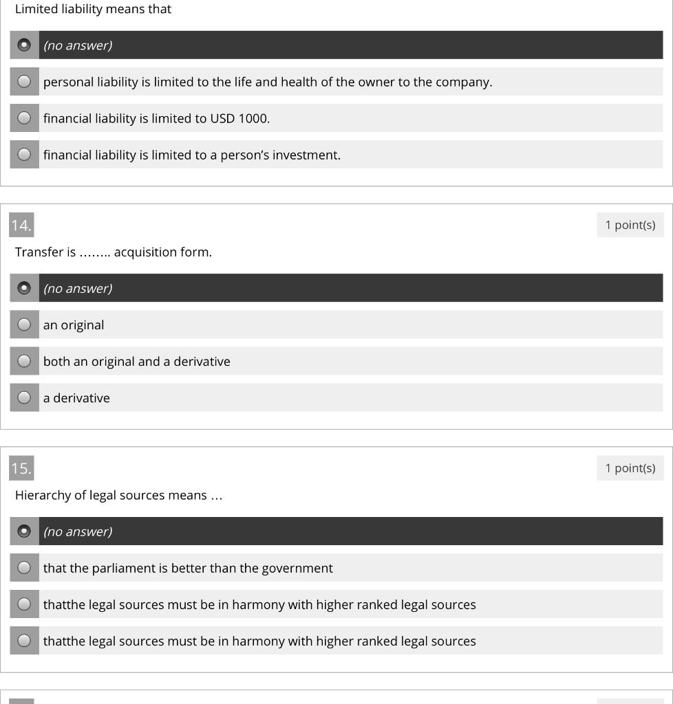 Solved Limited liability means that (no answer) personal | Chegg.com