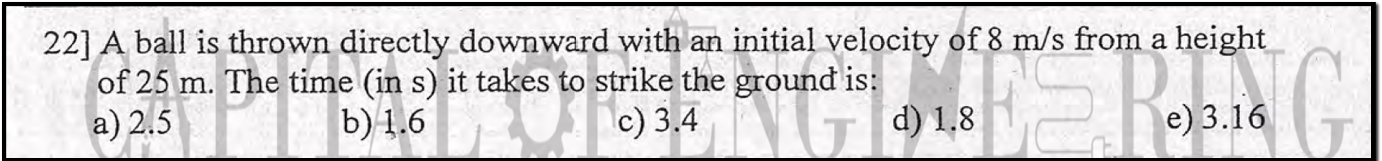 Solved A ball is thrown directly downward with an initial | Chegg.com
