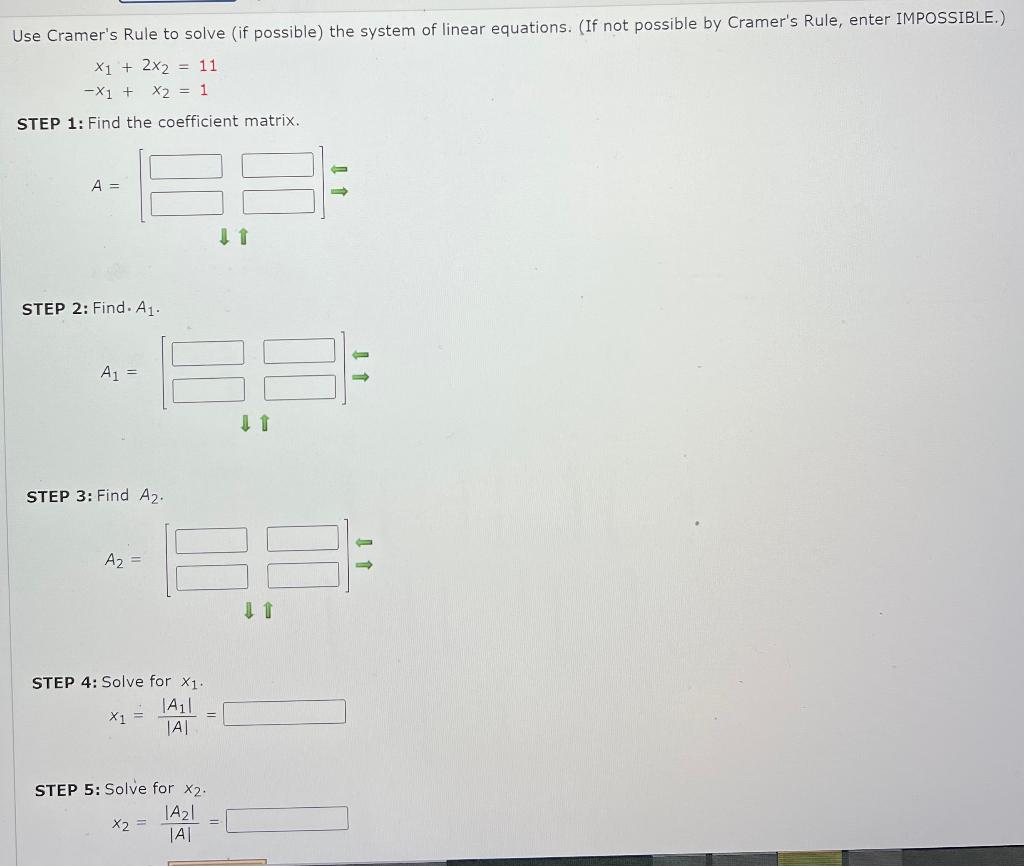 Solved Use Cramer's Rule to solve (if possible) the system | Chegg.com