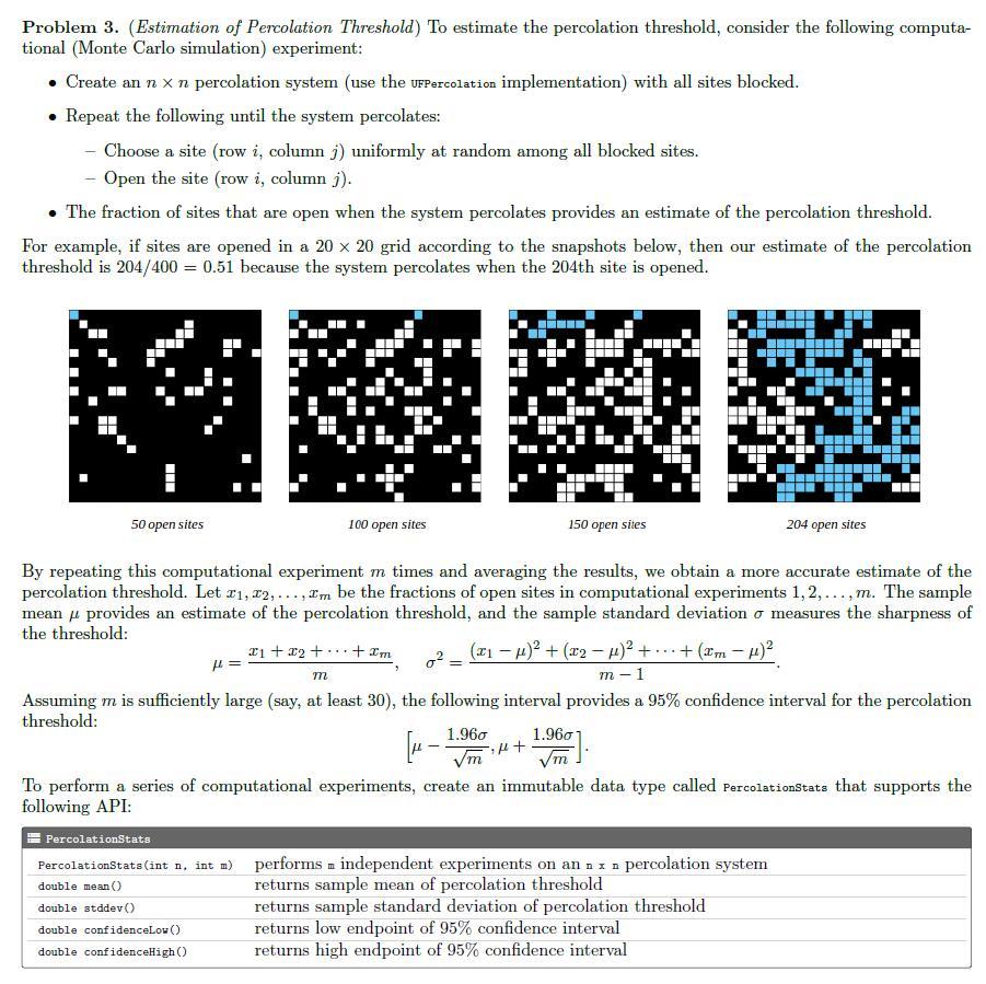 Solved Problem 3. (Estimation of Percolation Threshold) To | Chegg.com