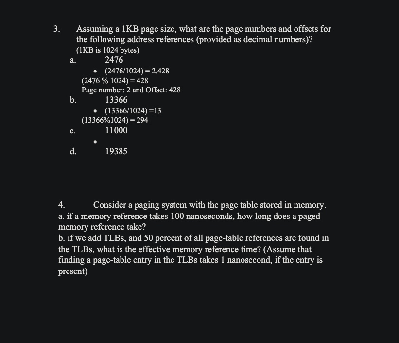 Solved Please explain in detail.Assuming a 1KB ﻿page size, | Chegg.com