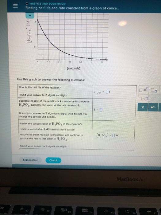 Solved Finding half life and rate constant from a graph of | Chegg.com