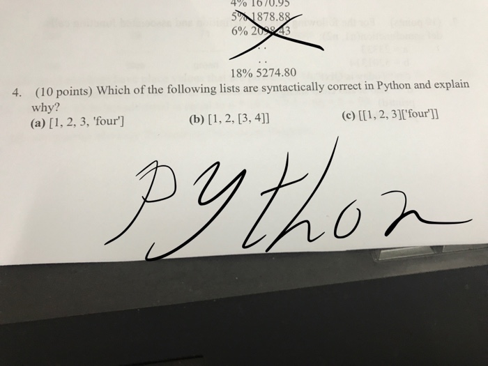 Solved Which Of The Following Lists Are Syntactically