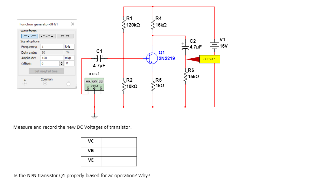 Solved R1 Σ120kΩ R4 15kΩ Function generator-XFG1 Waveforms Х | Chegg.com