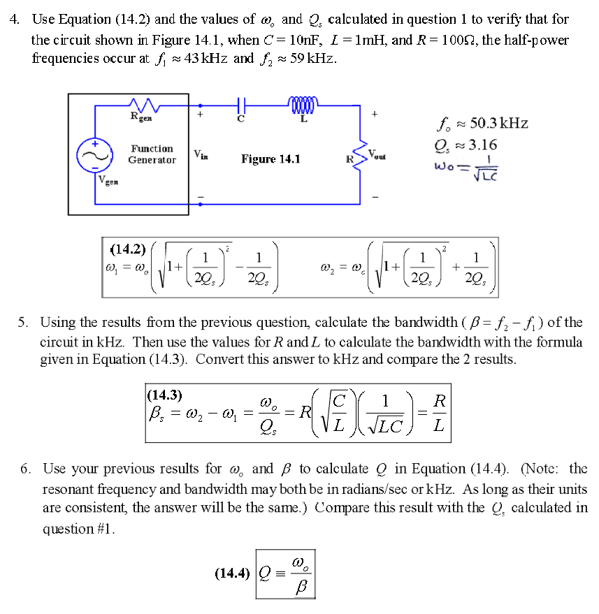 Solved 4. Use Equation (14.2) and the values of a, and 2, | Chegg.com