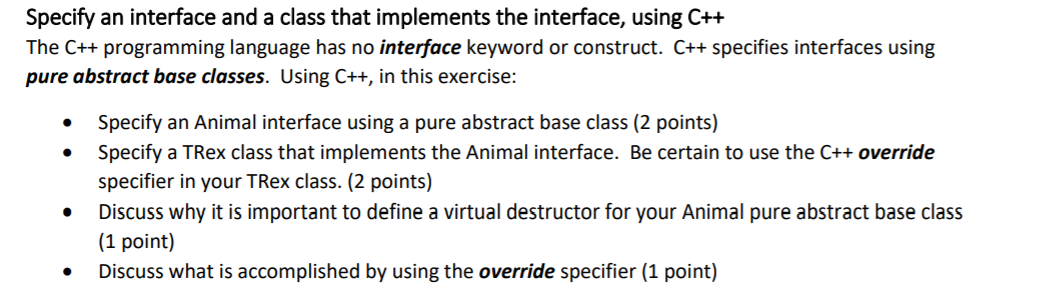 Solved Exercise: Specifying and Implementing interfaces in | Chegg.com