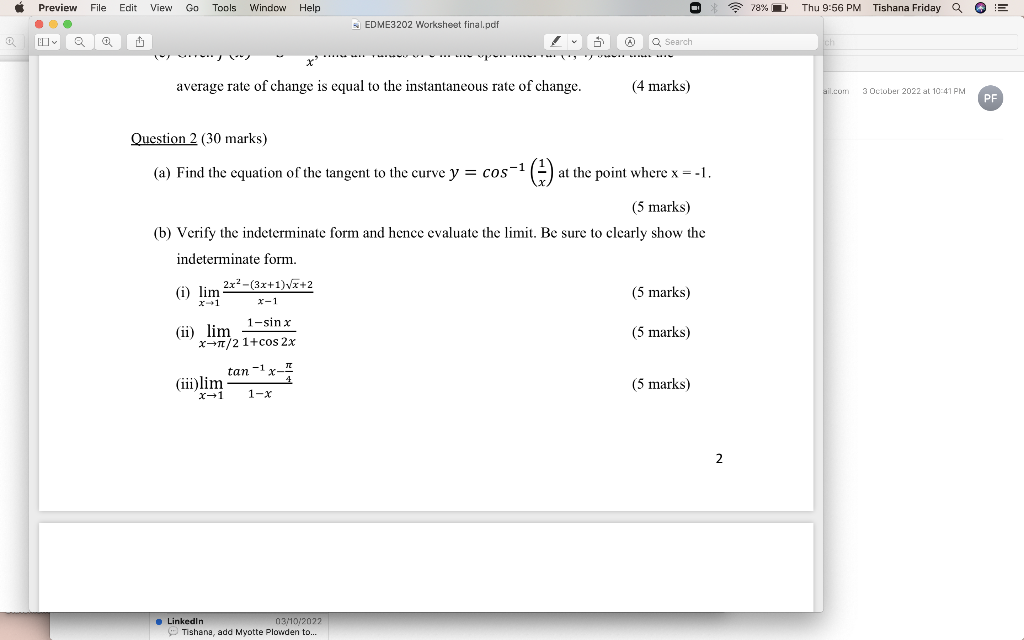 Solved (a) Find the equation of the tangent to the curve | Chegg.com