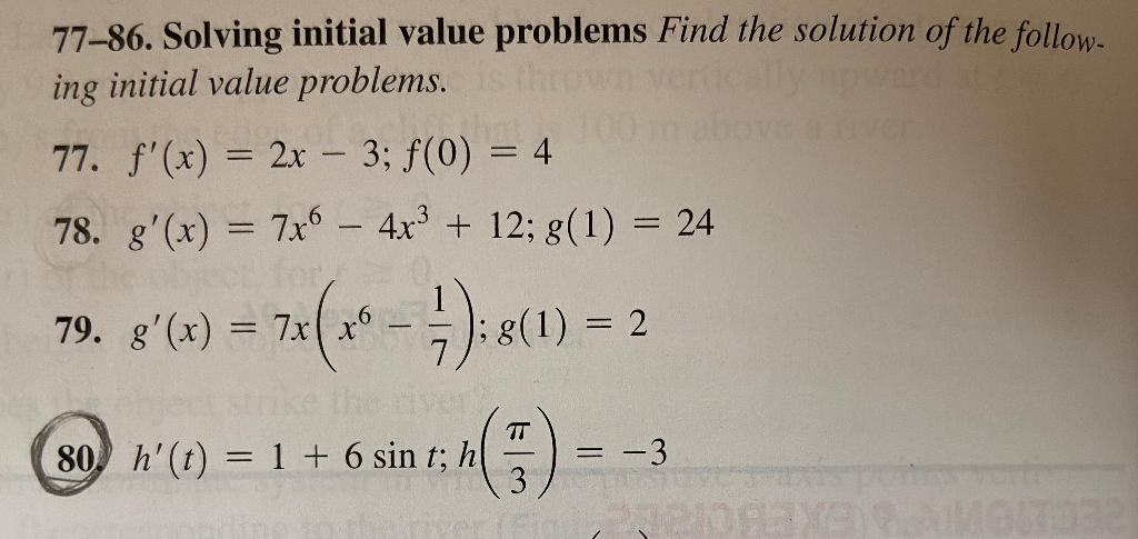 Solved 77-86. Solving initial value problems Find the | Chegg.com