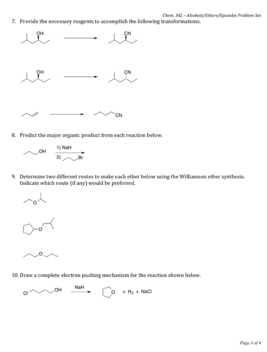 Solved Alcohols, ethers, and epoxides | Chegg.com