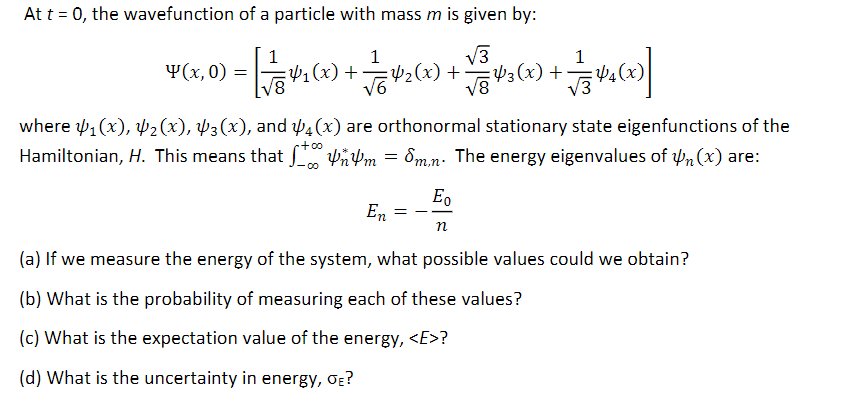 Solved At t=0, the wavefunction of a particle with mass m is | Chegg.com