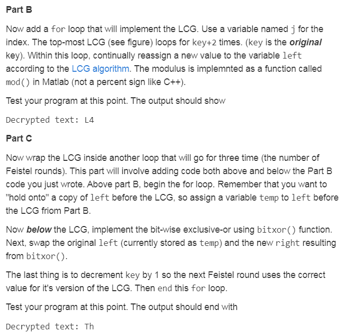 This week you will build the decryption scheme for | Chegg.com