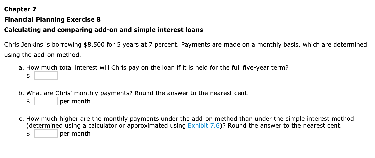 Solved Chapter 7 Financial Planning Exercise 8 Calculating | Chegg.com