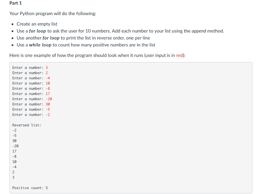 Solved Part 1 Your Python Program Will Do The Following Chegg