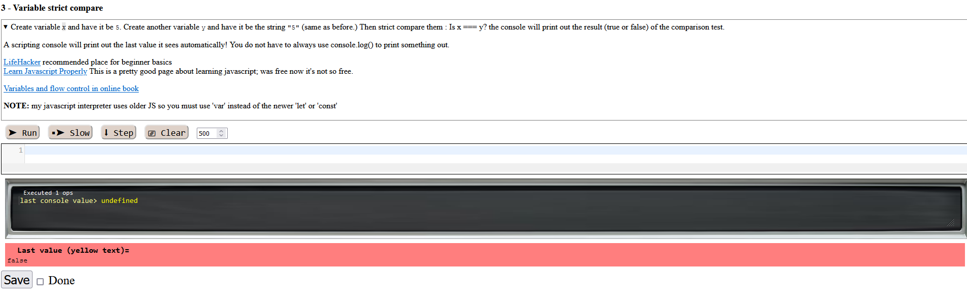 Solved 3 - Variable strict compare Create variable x and | Chegg.com