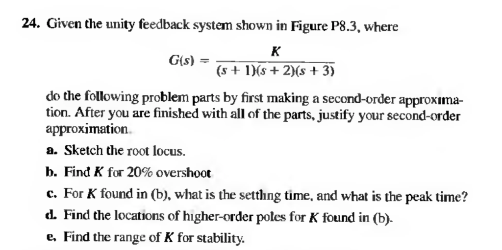 Solved 24. Given the unity feedback system shown in Figure | Chegg.com