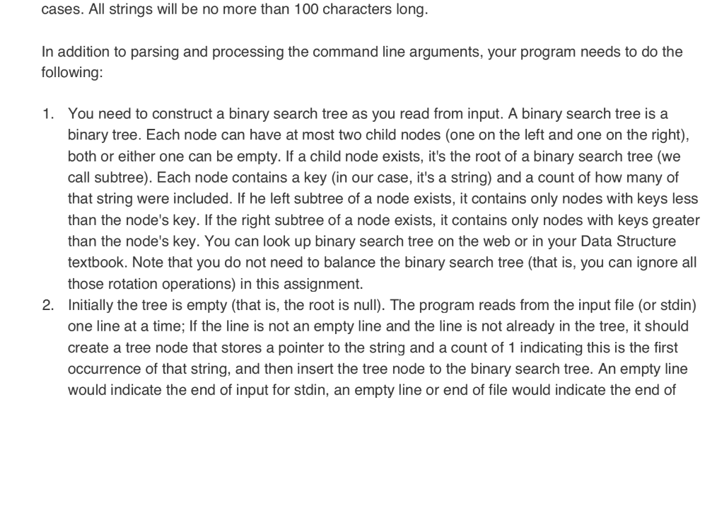 Solved Assignment #1: Sorting with Binary Search Tree | Chegg.com